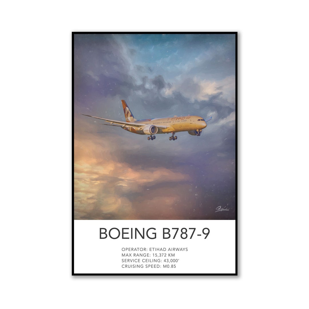 Etihad Airways Boeing 787 Airline Poster of Dramatic Brisbane - Etsy