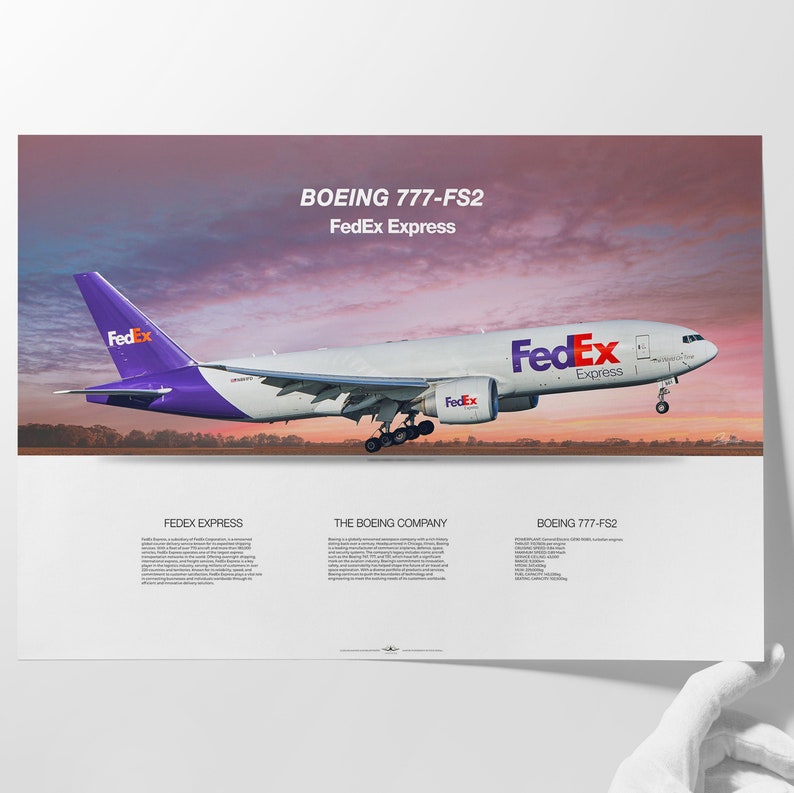 Fedex Boeing B777 Unframed Poster Aviation Wall Decor Gift for Dad ...