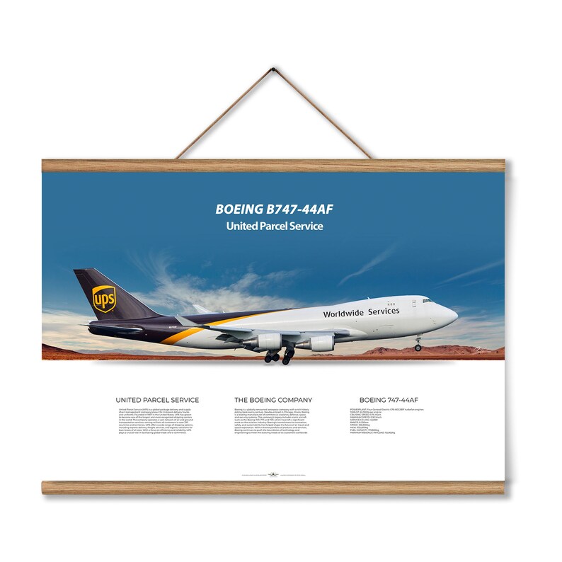 UPS Boeing 747 Unframed Poster Aviation Wall Decor Gift for Dad ...