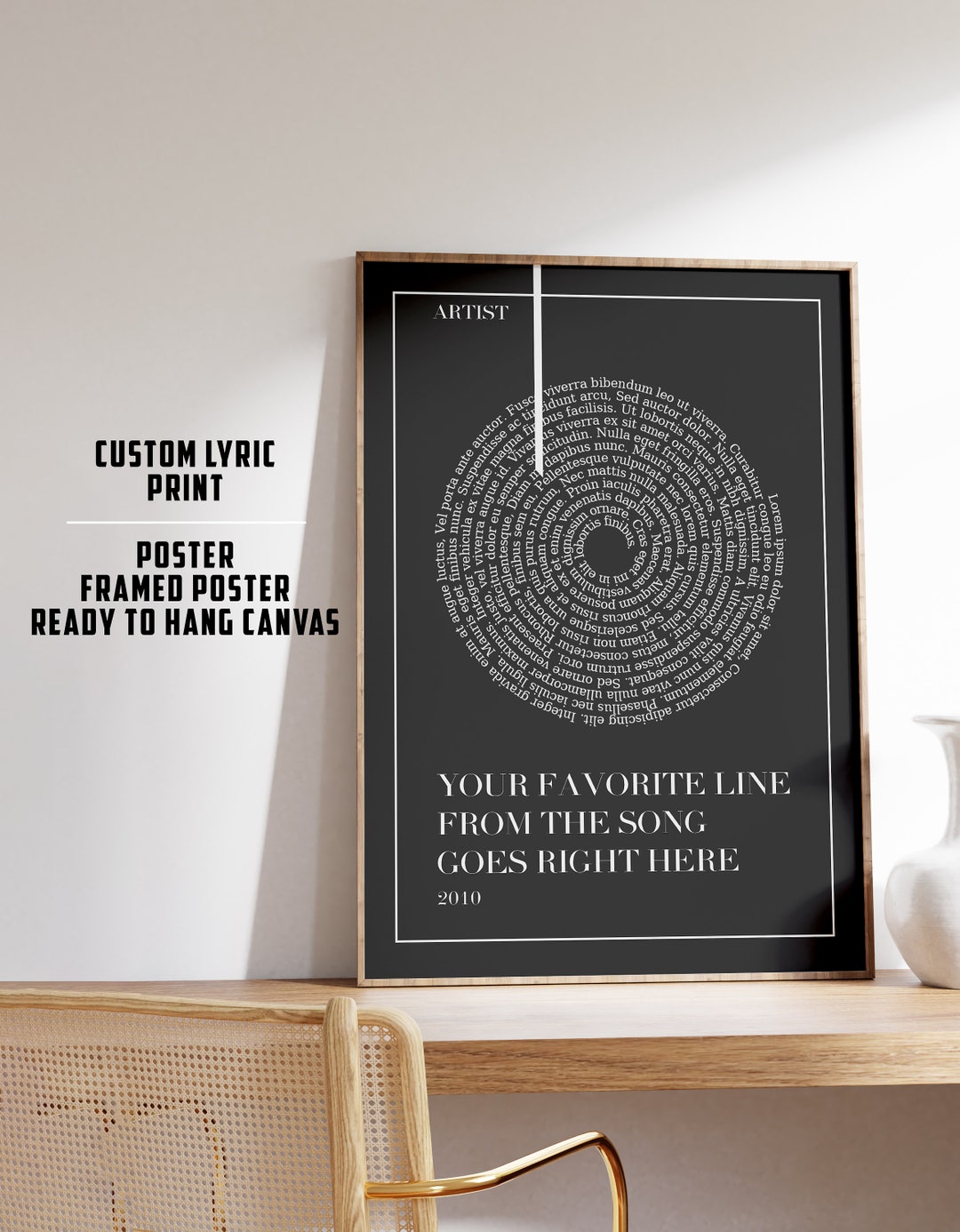 Custom Lyric Poster Vinyl Lyric Art Print Song Wall Art - Etsy