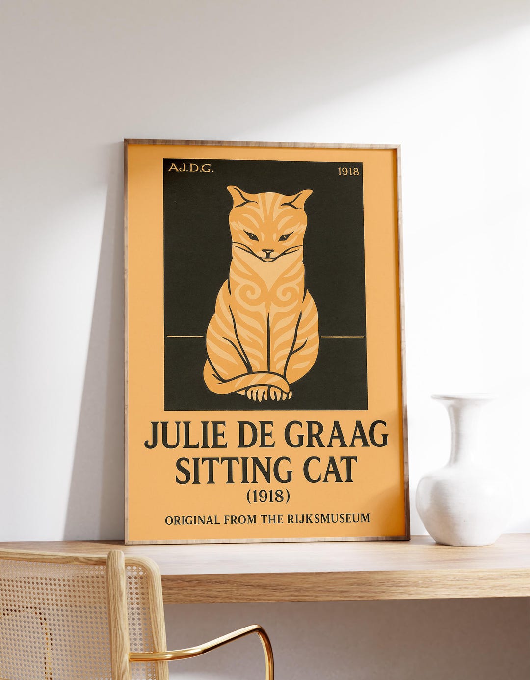 Vintage Sitting Cat Poster by Julie De Graag (1918) – Art Nouveau Style ...