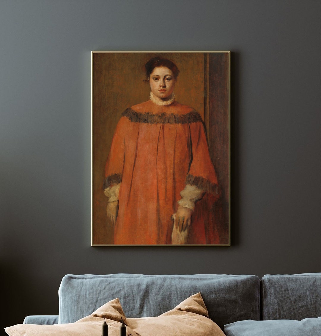 Edgar Degas - Girl in Red (1866) | Vintage Woman Portrait | Antique ...