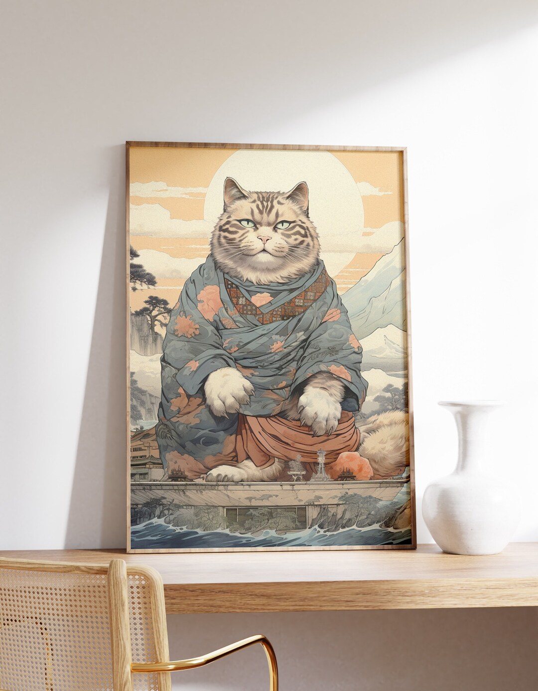 Japanese Fat Cat Poster | Animal Poster | Fat Cat Art Print | Animal ...