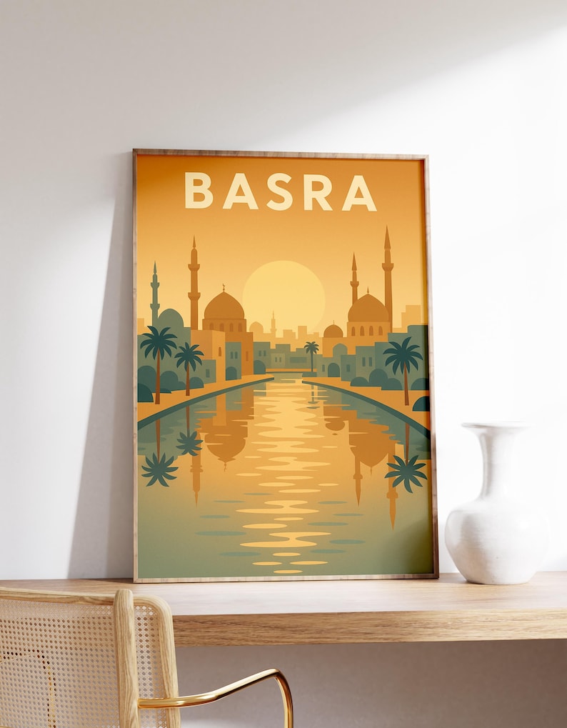 Basra Sunset Poster, Iraq Wall Art, Basra City Print, Middle East Decor ...