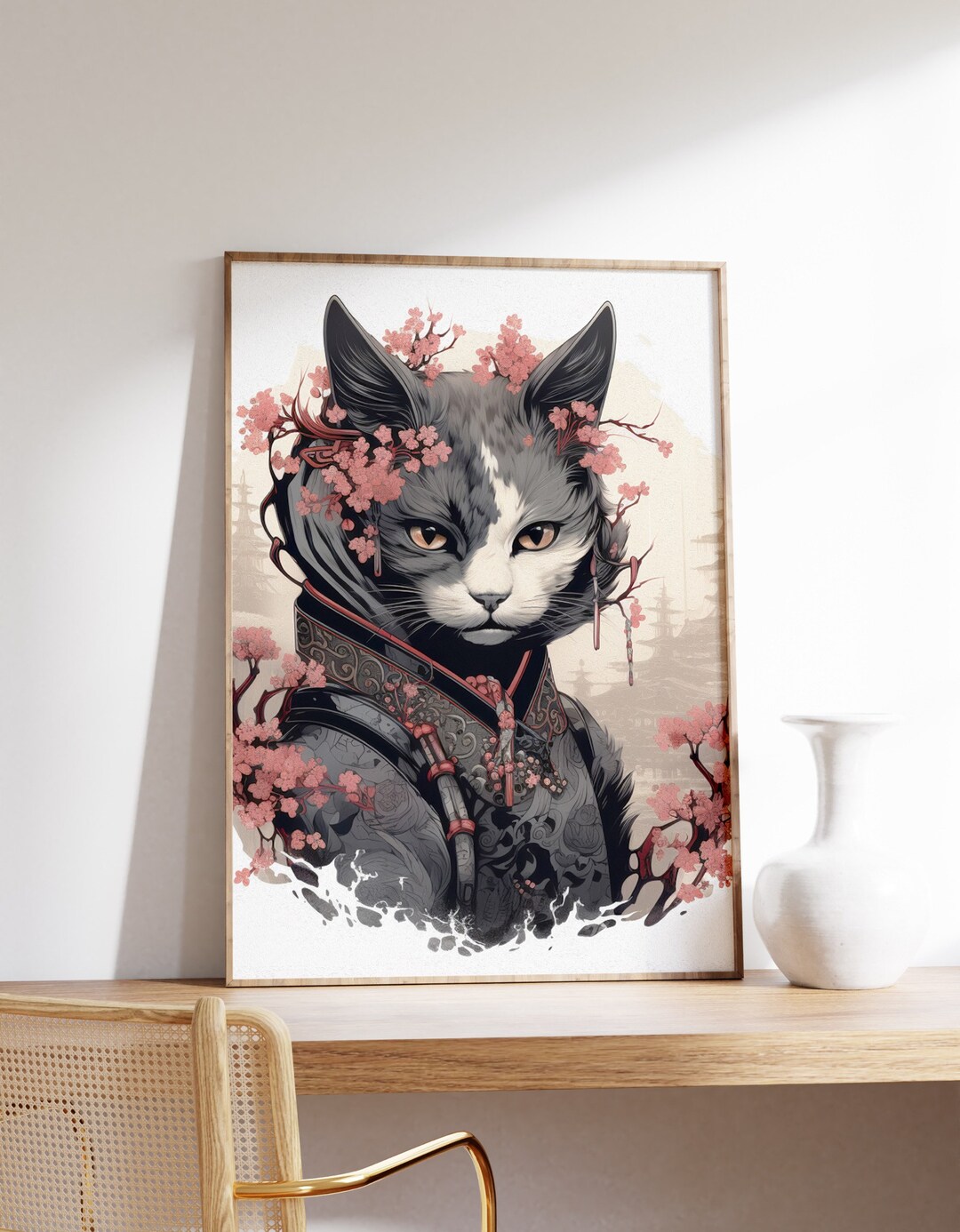 Japanese Geisha Cat Poster | Animal Poster | Geisha Cat Art Print ...