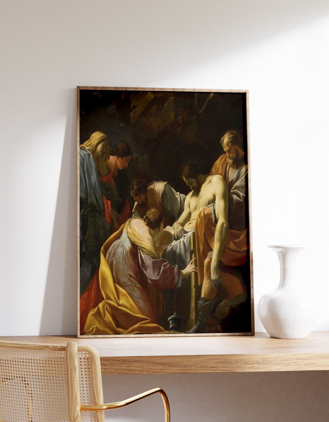 Simon Vouet, the Entombment (1649) | Vintage Painting | Antique Print ...