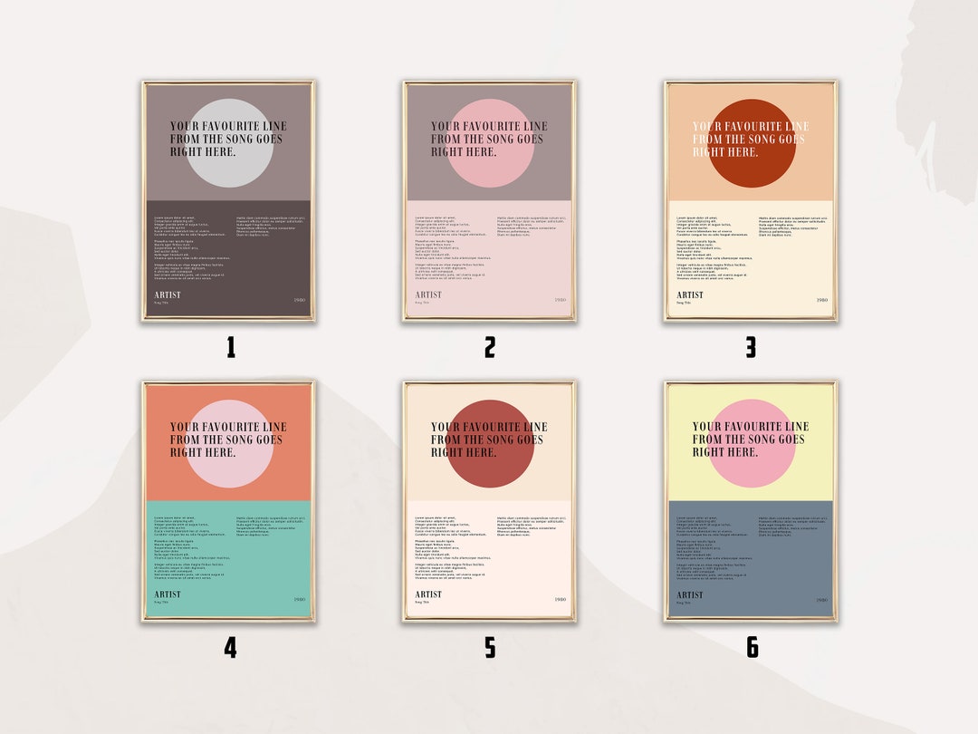 Custom Lyric Poster Lyric Wall Art Personalised Lyric Print Music ...