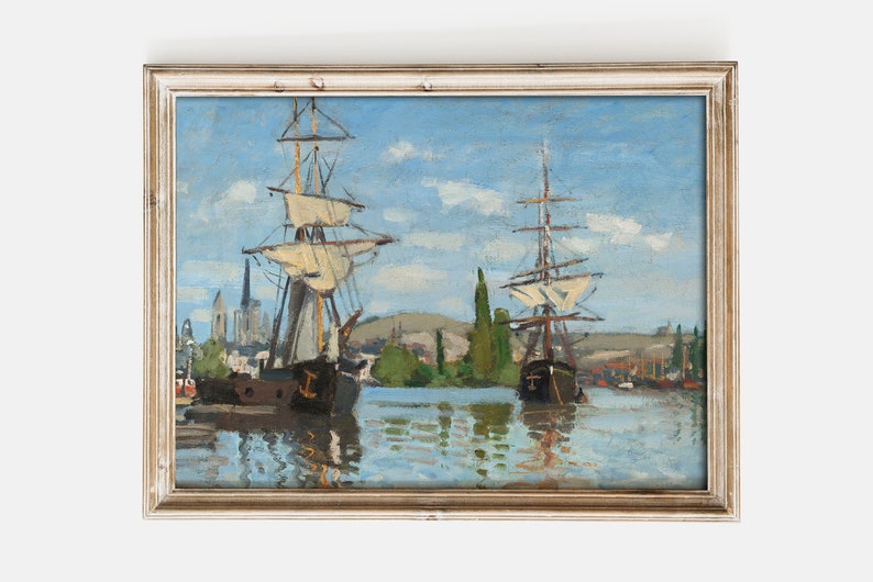 Ship Oil Painting Claude Monet Ships Riding on the Seine - Etsy