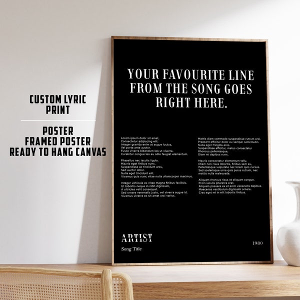 Lyric Poster - Etsy UK