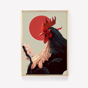 Japanese Print | Rooster Poster | Animal Art Print | Vintage Art ...