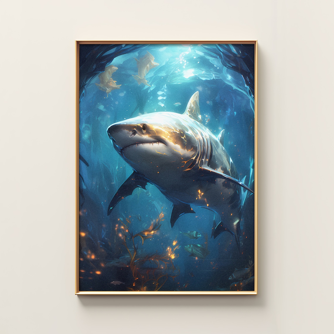 Shark Print | Sea Life Print | Vintage Beach Decor | Nautical Wall ...