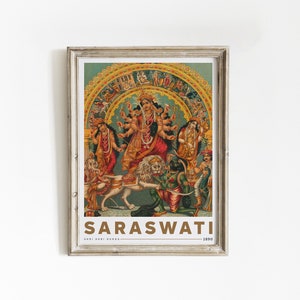 Shri Shri Durga With Mahisha Trisula Lakshmi Saraswati (1890) | Vintage ...