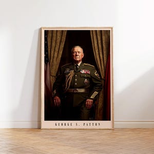 George S. Patton Print | Vintage Painting | Historical Decor | Modern ...