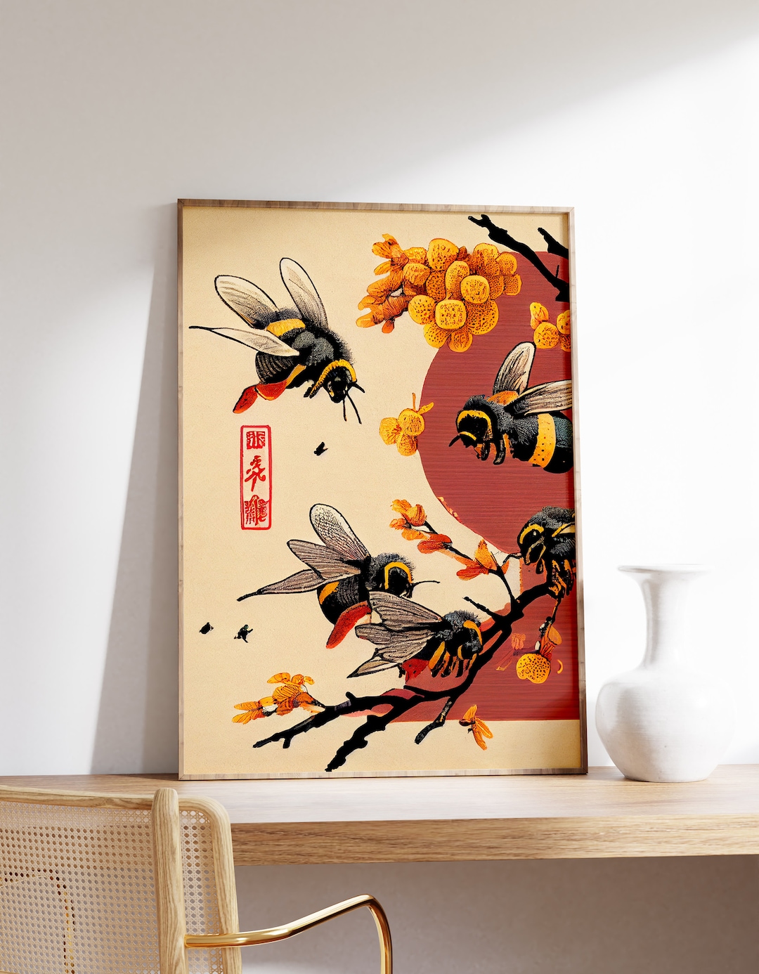 Japanese Bee Poster | Animal Poster | Bee Art Print | Bee Wall Art ...