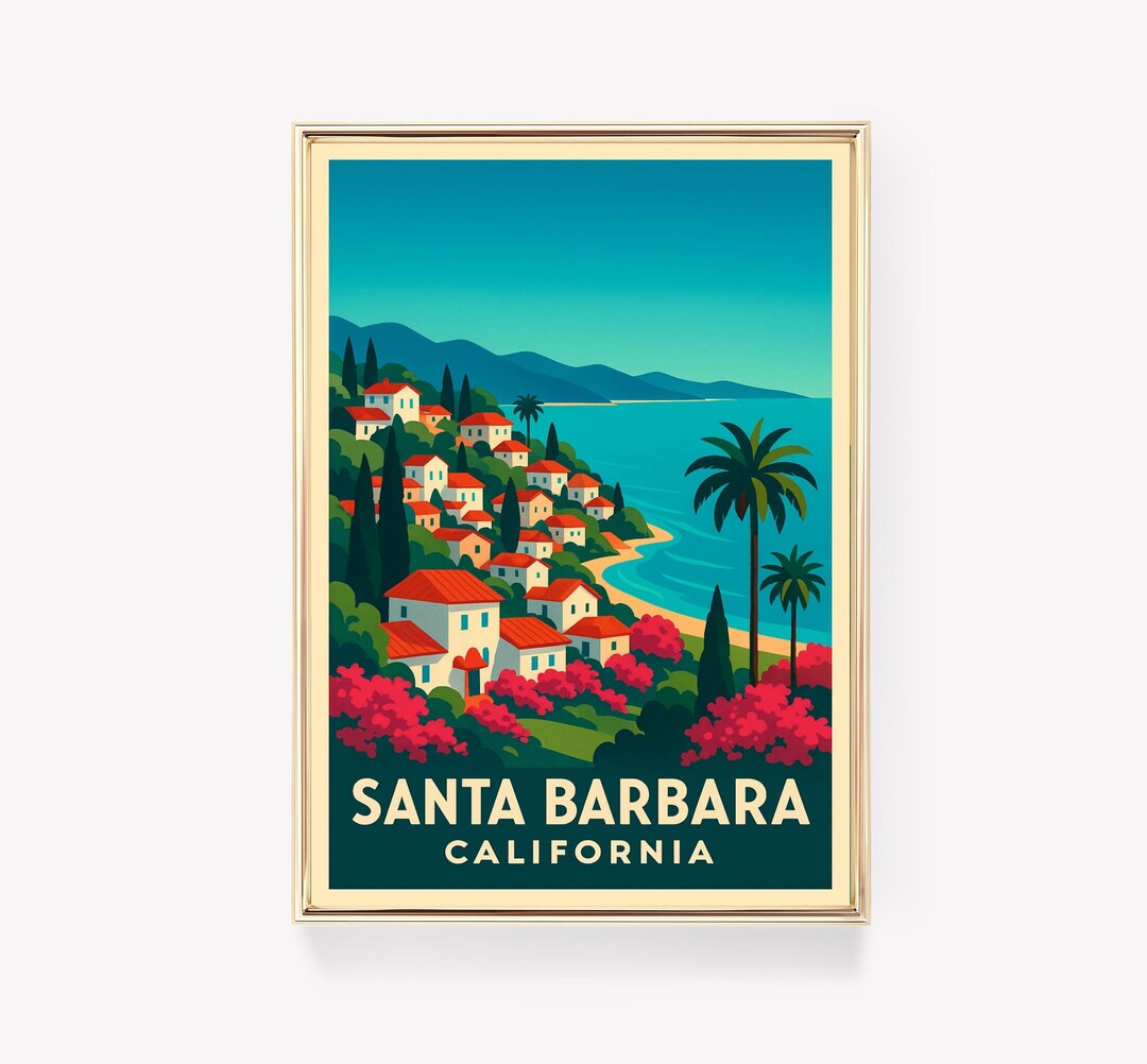 Santa Barbara Travel Poster, California Wall Art, Santa Barbara Print ...