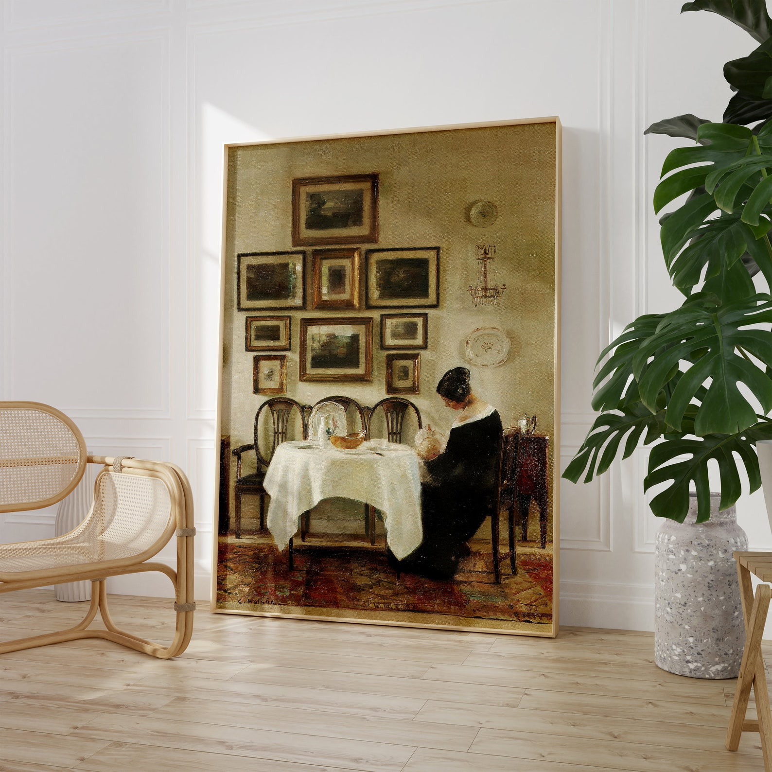 Interior Scene Painting Vintage Poster Moody Oil Painting - Etsy