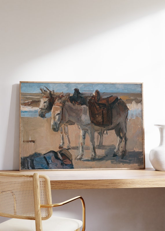 Donkey Poster Donkey Print Donkey Painting Farmhouse - Etsy
