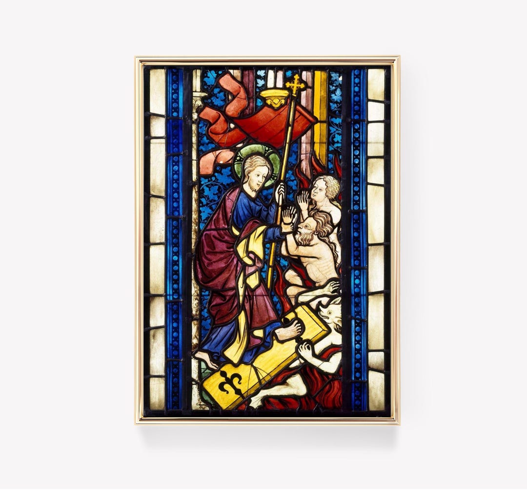 Medieval Stained | Glass Artwork Print | Biblical Scene | Vintage Print ...