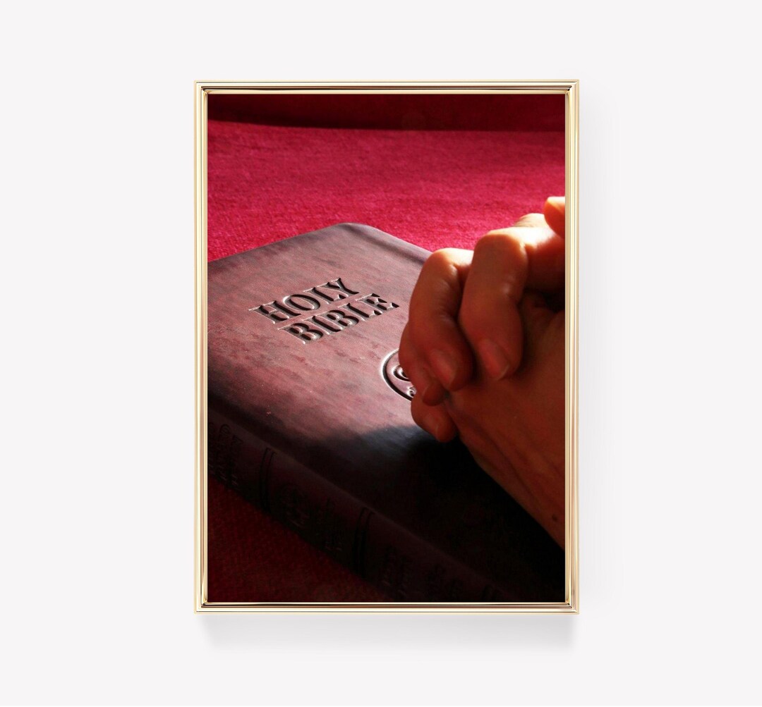 Holy Bible Poster | Praying Hands Art | Religious Wall Decor ...
