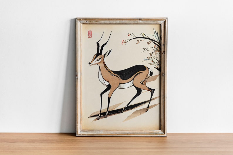 Japanese Gazelle Poster | Animal Poster | Gazelle Art Print | Gazelle ...