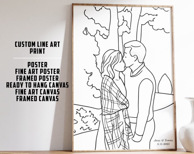 Personalized Drawing, Custom One Line Drawing , One Line Portrait ...