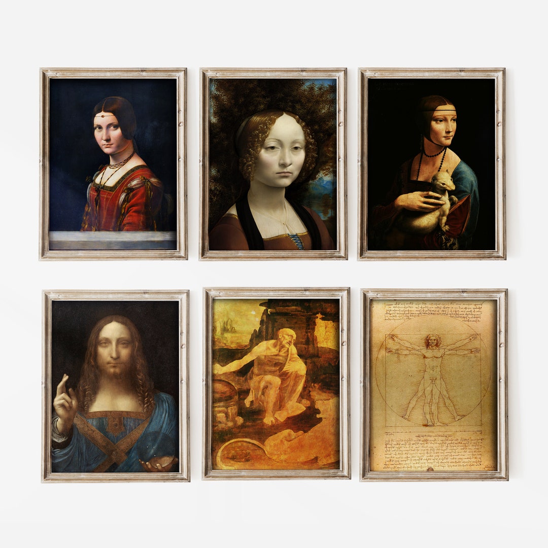 Set of Six Leonardo Da Vinci Posters Canvas Prints 6 Gallery Paintings ...