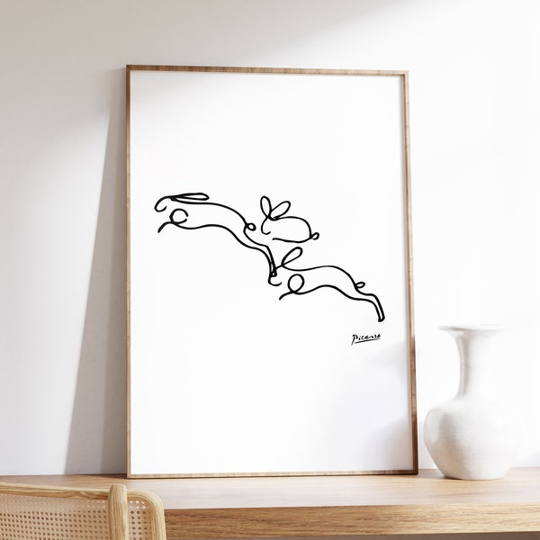 Rabbit Line Art - Etsy