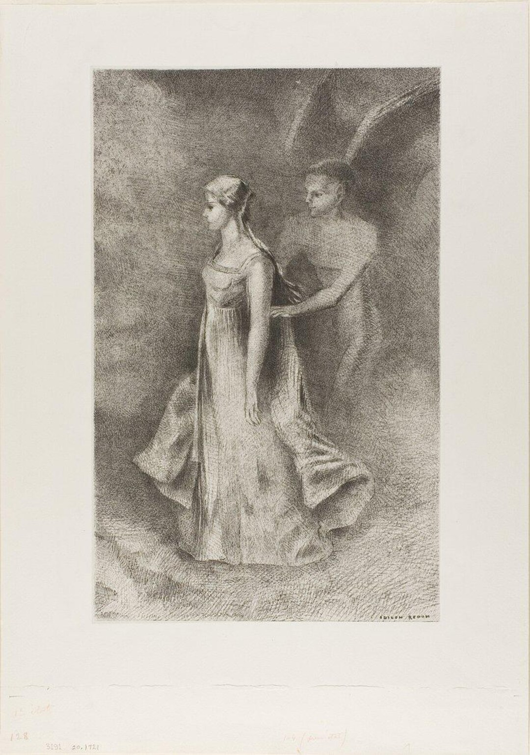 Angel and Woman | Odilon Redon | Classical Art | Vintage Painting ...