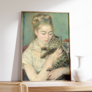 Pierre-auguste Renoir - Woman With a Cat (1875) | Vintage Woman Cat ...