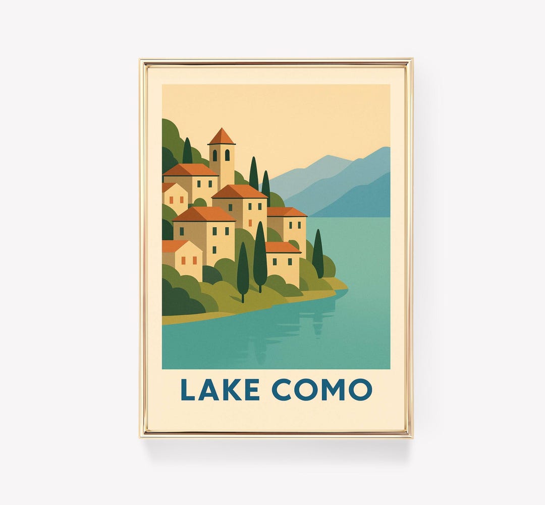 Lake Como Travel Poster, Italy Wall Art, Lake Como Print, Italian Wall ...