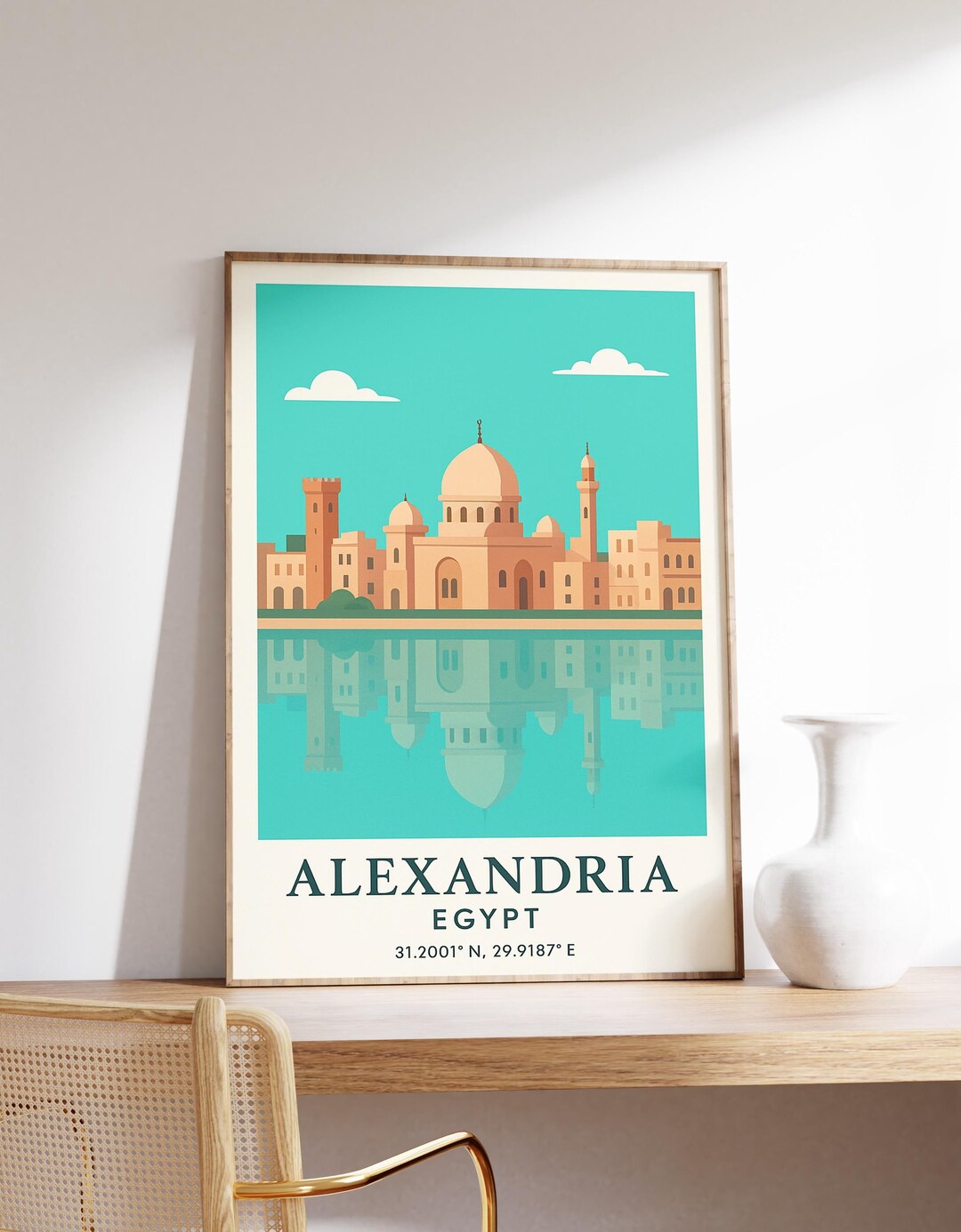 Alexandria Egypt Poster, Coastal Mosque Art, Alexandria Wall Decor ...