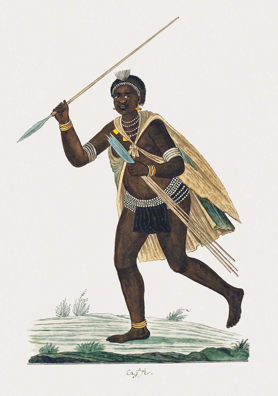 South Africa Poster | Kaffer Tribe Art | Xhosa Heritage Print | 1820s ...
