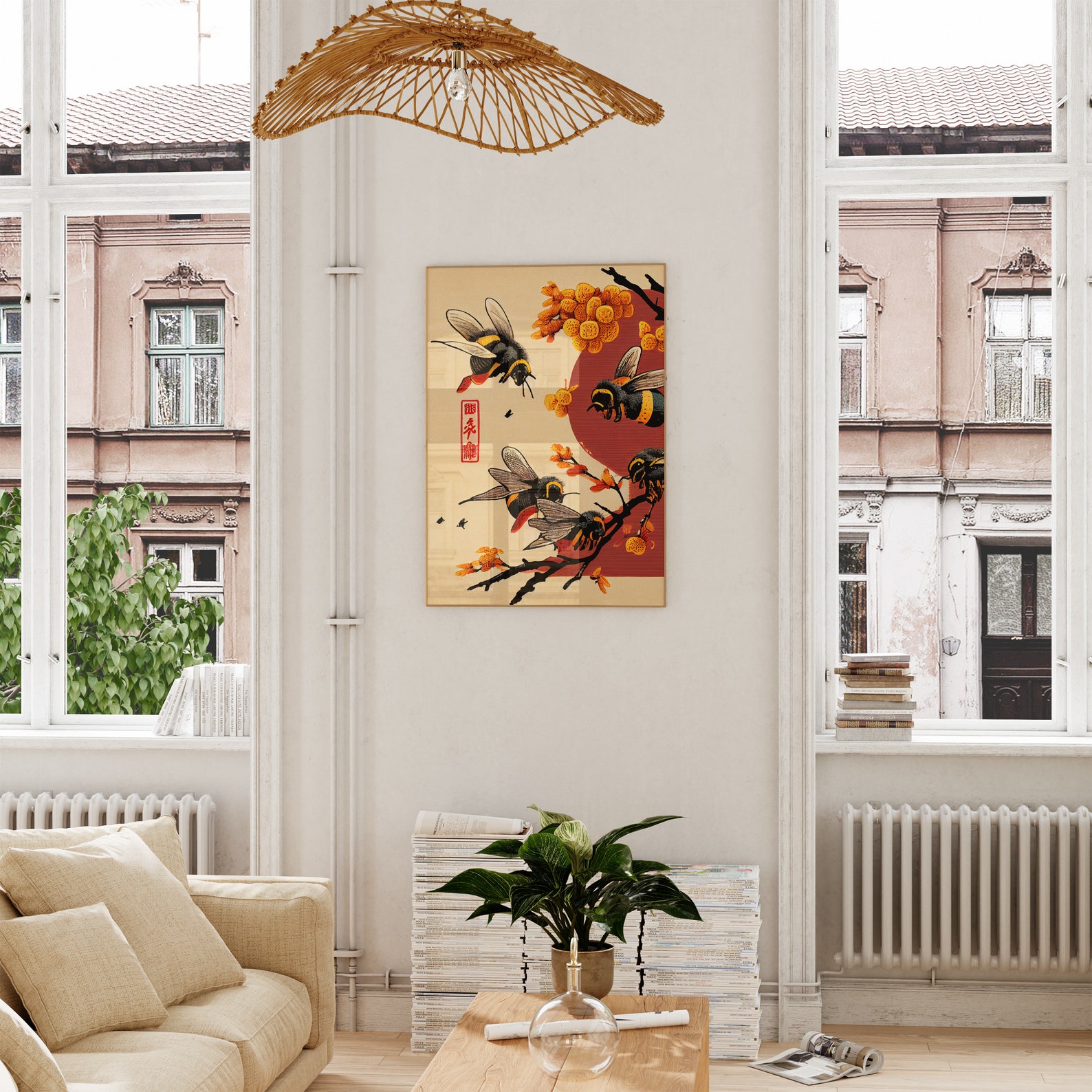 Japanese Bee Poster Animal Poster Bee Art Print Bee Wall - Etsy