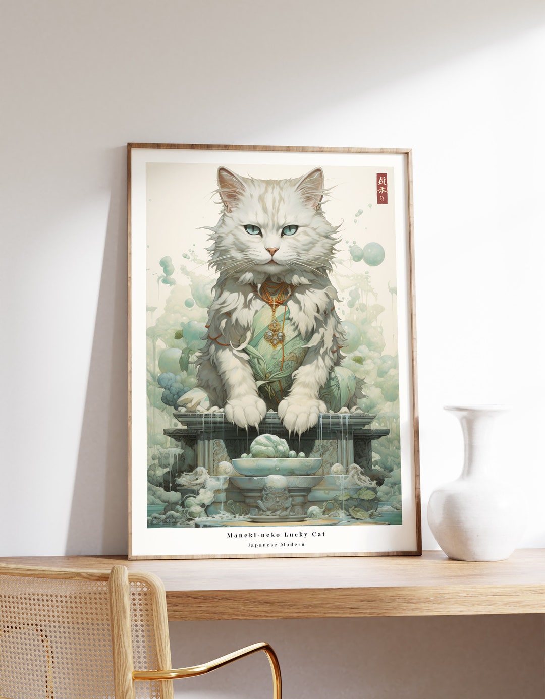Japanese Art Print | Maneki-neko Lucky Cat Print | Animal Wall Art ...