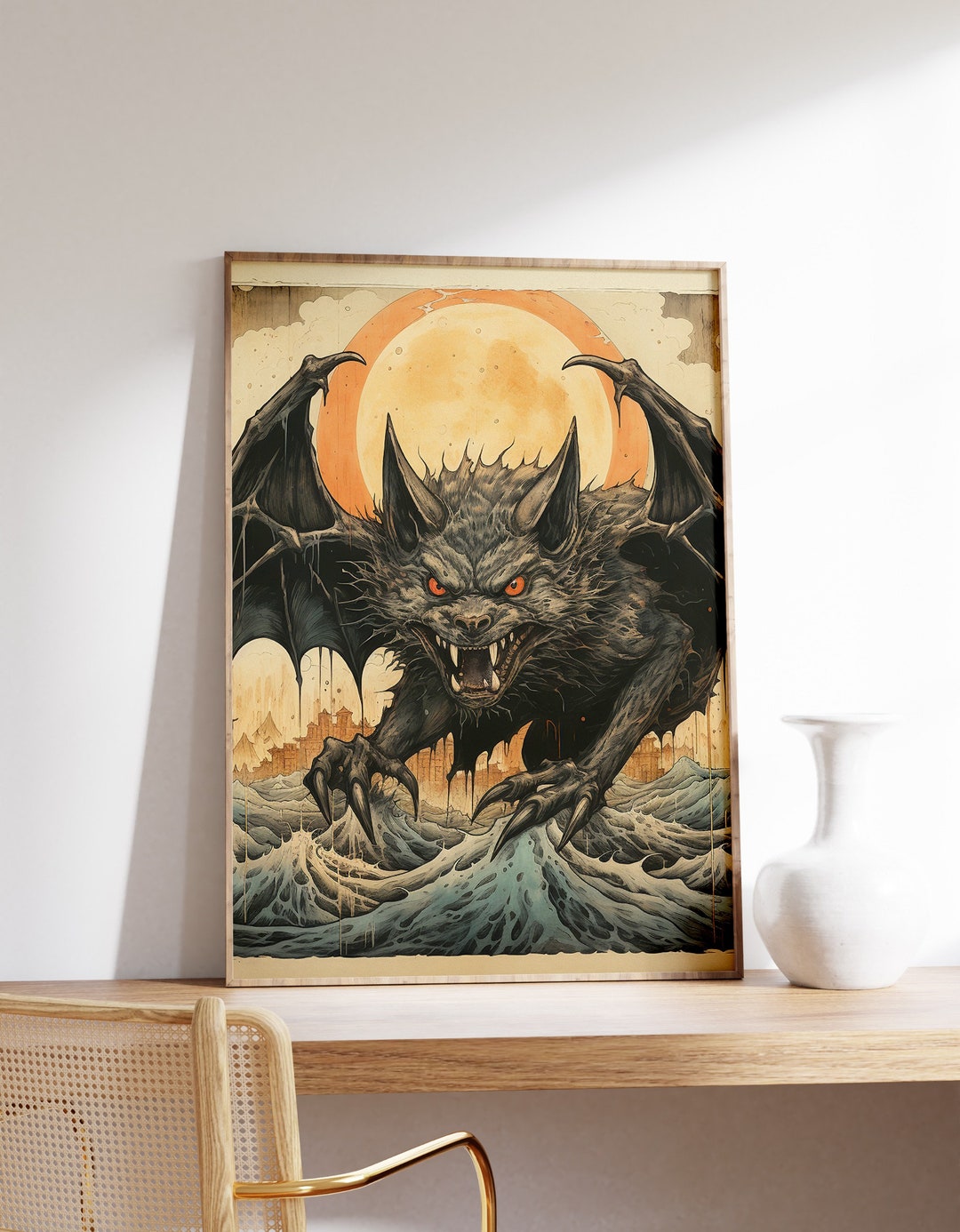 Japanese Vampire Bat Poster | Animal Poster | Vampire Bat Art Print ...