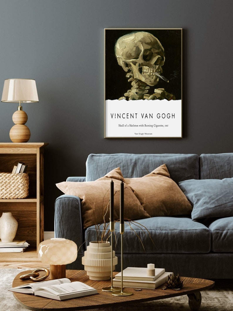 Vincent Van Gogh Skull of a Skeleton with burning Cigarette | Etsy