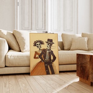 Skeleton Couple Poster | Mexican Art Print | Exhibition Print | Mexican ...