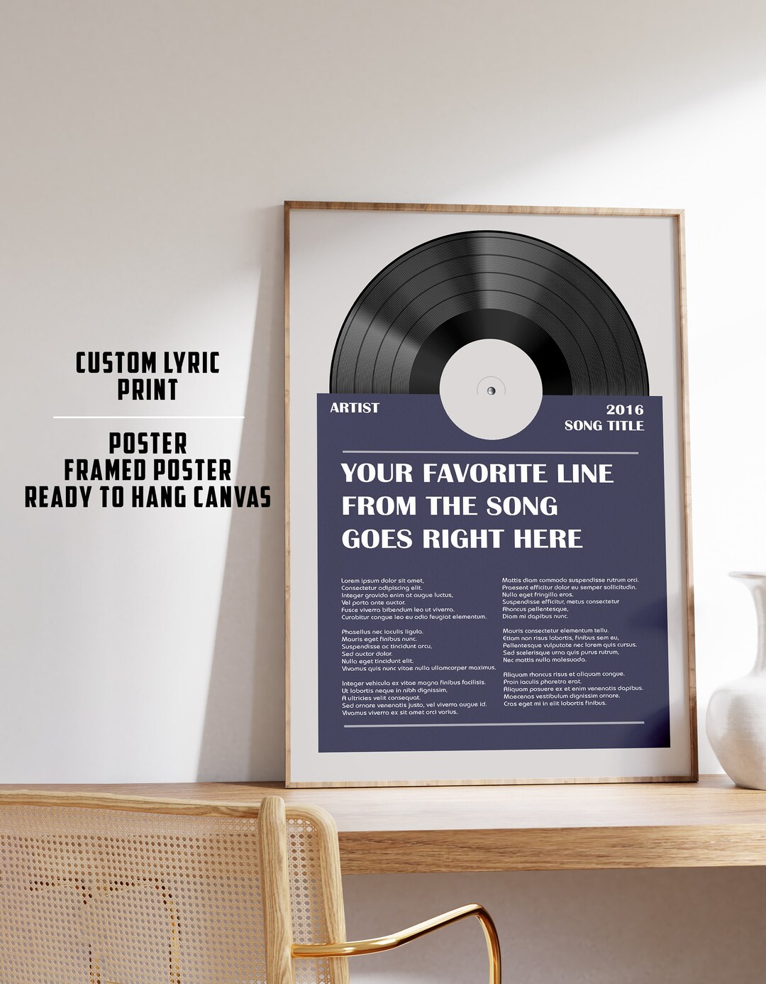 Custom Lyric Print Custom Vinyl Print Song Wall Art - Etsy