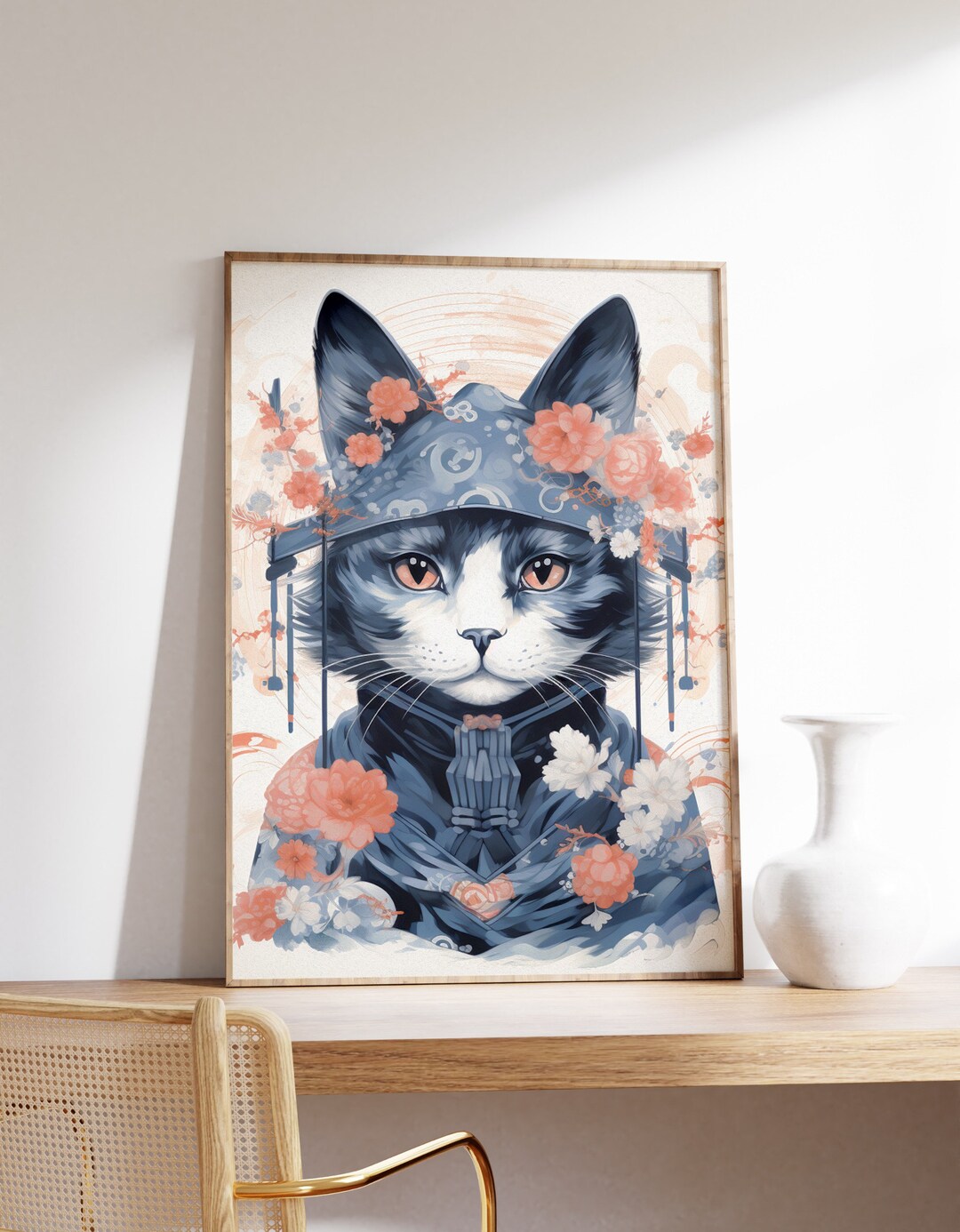Japanese Geisha Cat Poster | Animal Poster | Geisha Cat Art Print ...