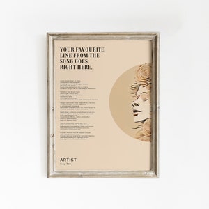 Personalised Lyric Poster Music Poster Custom Song Lyric Print Lyric ...