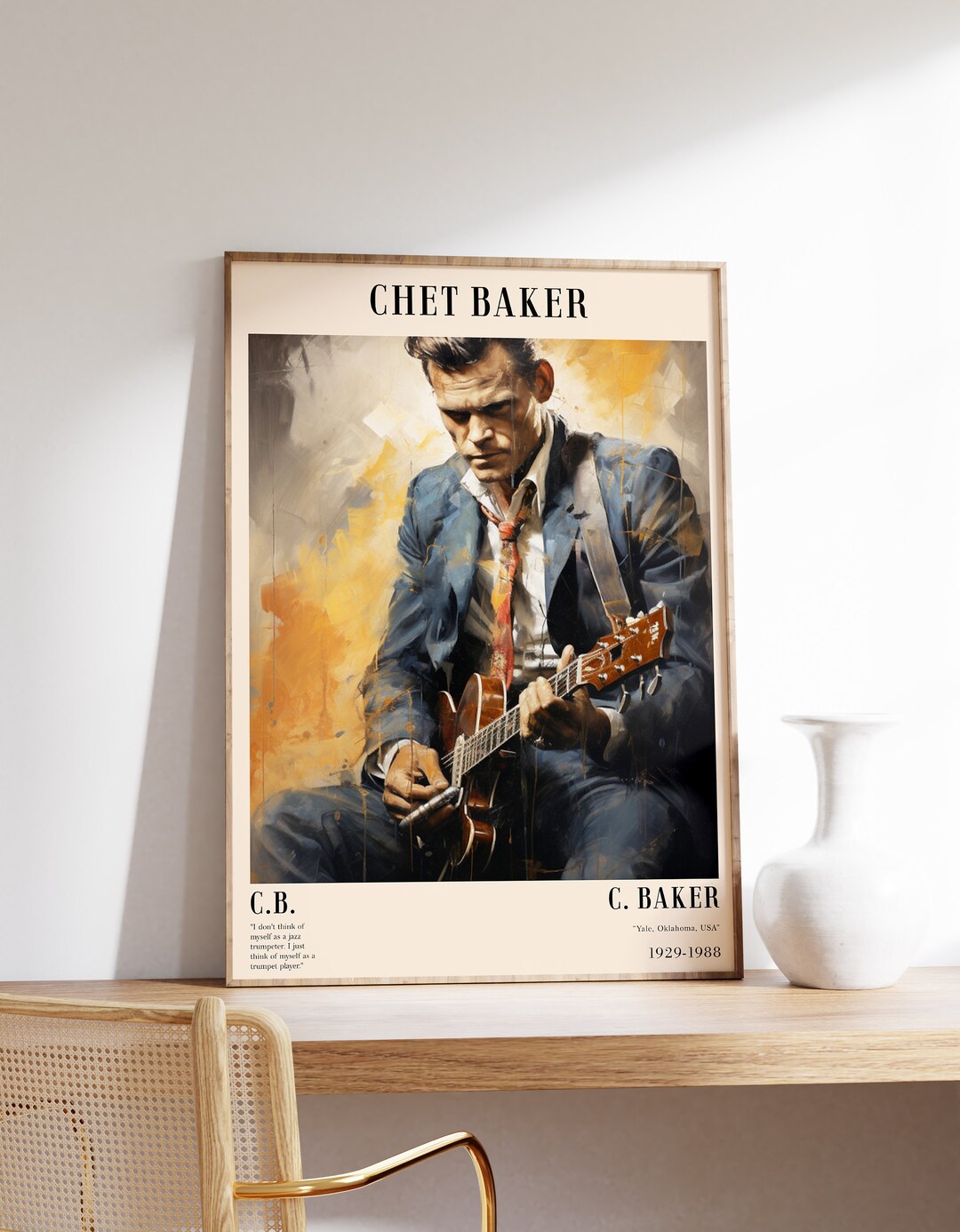 Chet Baker Poster | Musical Print | Jazz Poster | Jazz Portrait ...