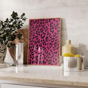 Pink Bedroom Wall Art | Pink Leopard Art | Bold Animal Print | Luxury ...