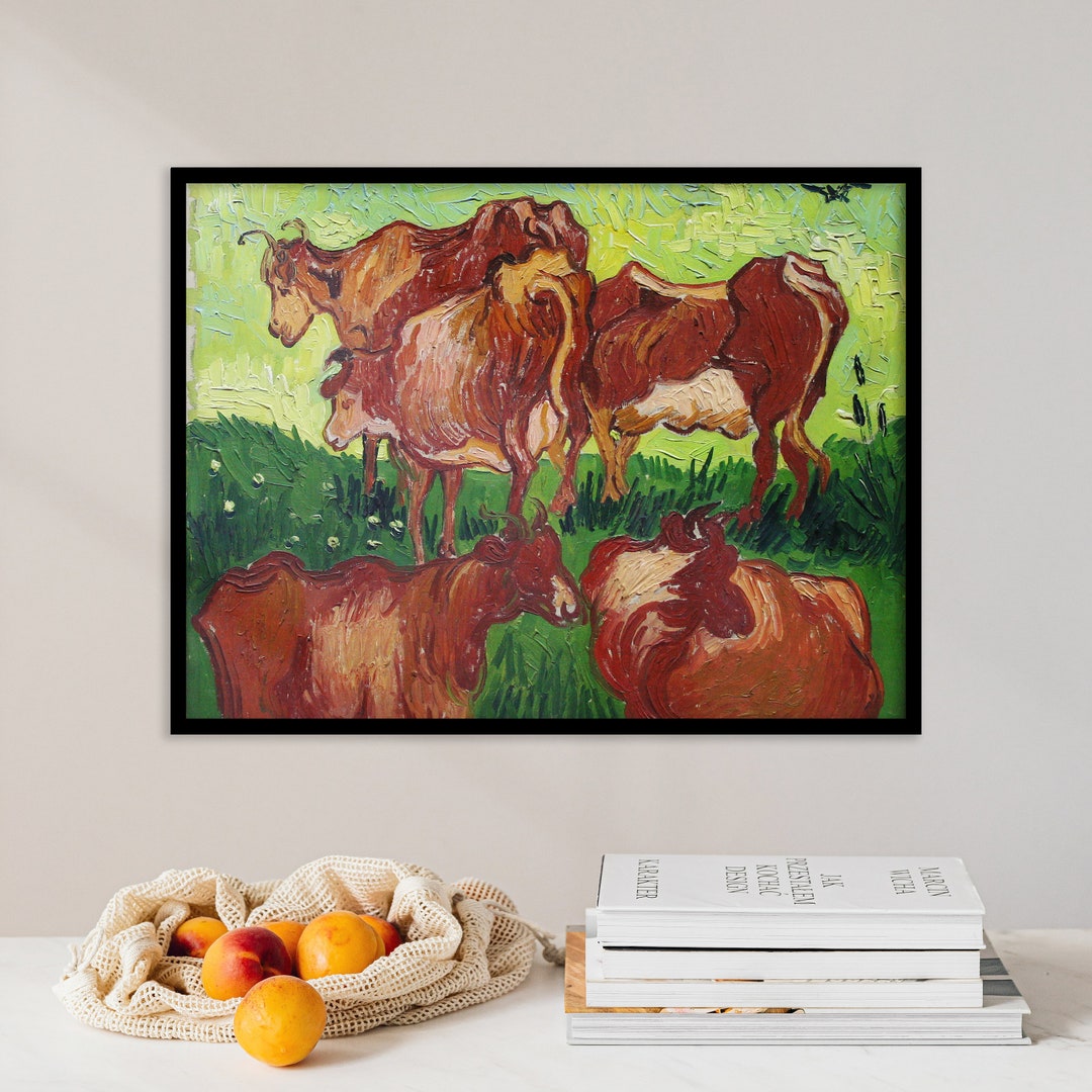 Van Gogh Print | Cows After Jordaens (1890) | Vintage Cow Oil Painting ...