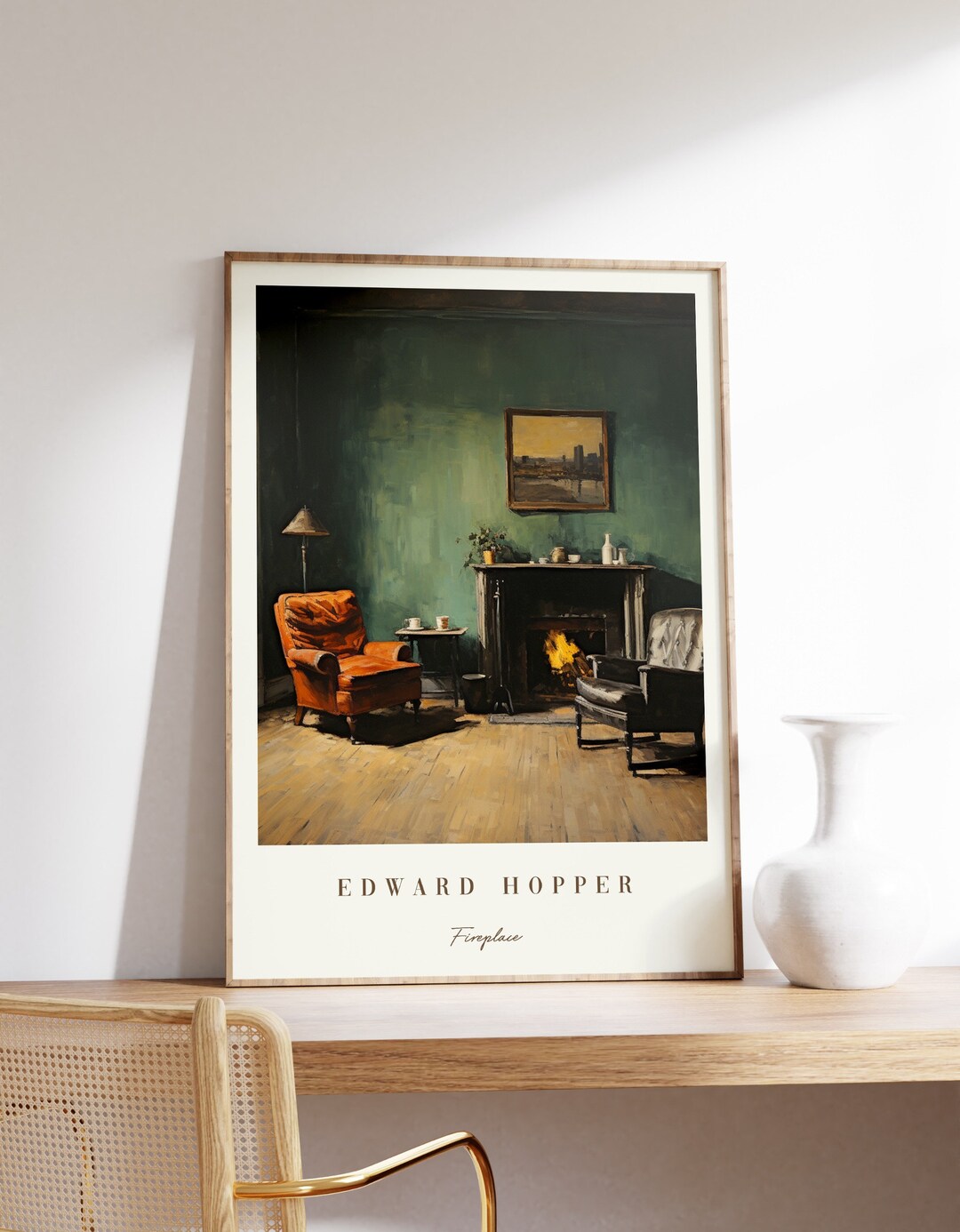 Fireplace Poster | Edward Hopper | Vintage Painting | Modern Wall Art ...