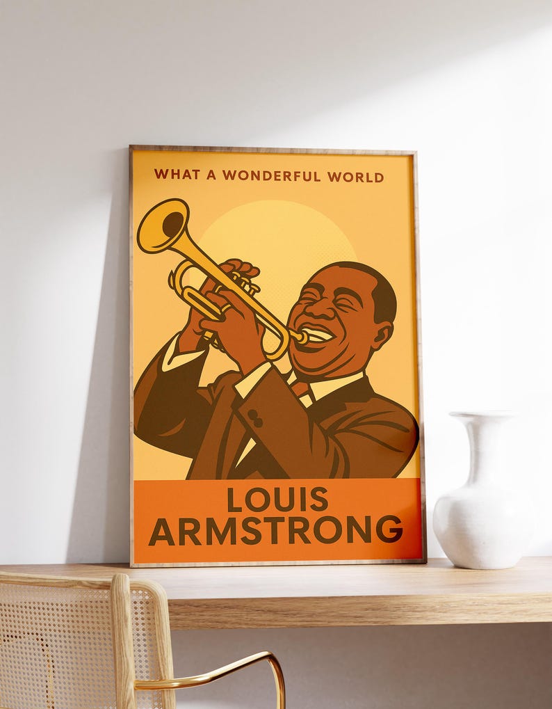 Louis Armstrong Poster | Jazz Trumpet Art | Minimalist Jazz Decor ...