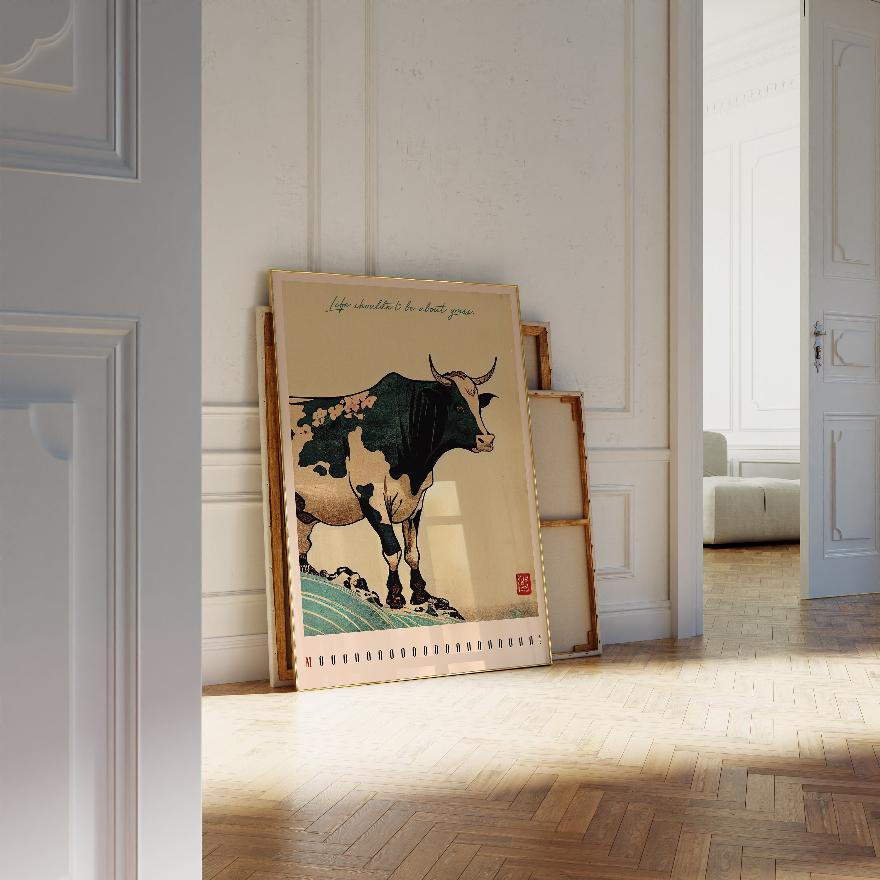 Funny Cow Print | Japanese Cow Poster | Animal Poster | Cow Wall Art ...