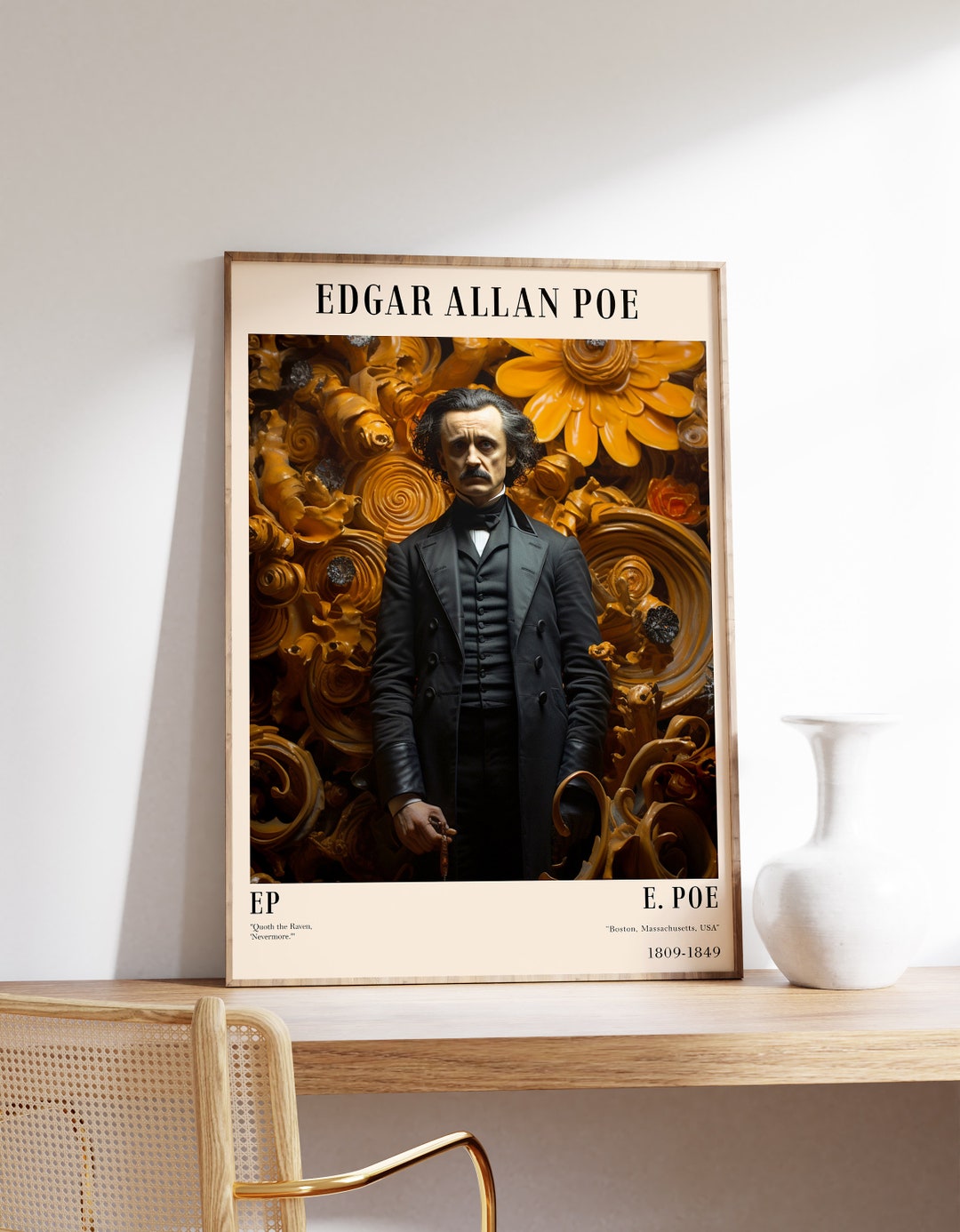 Edgar Allan Poe Poster | Vintage Wall Art | Bookworm Gift | Wall Art ...