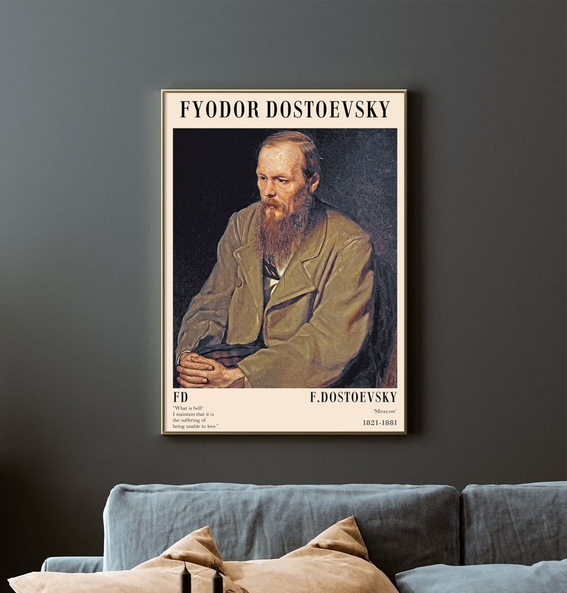 Fyodor Dostoevsky Poster Vintage Wall Art Bookworm Gift - Etsy