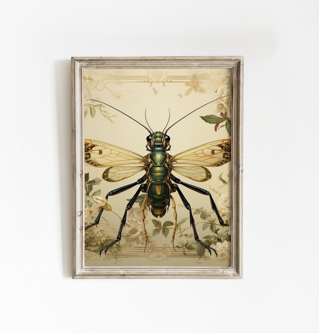 Botanical Mantis | Cottagecore Wall Art | Moody Wall Art | Animal Print ...