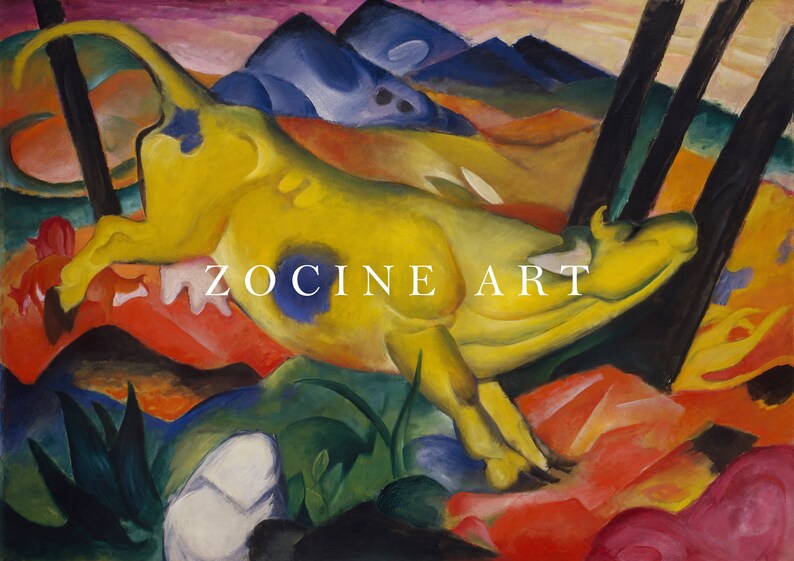 Franz Marc - the Yellow Cow (1911) - Famous Painting Poster Gift Wall ...